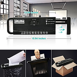 Paper Shredder Without Basket, 7-Sheet Strip Cut Shredder for Office/Home Use, Mini Paper Shredder Also Shreds Name Card, Portable Shredder with Extendable Arm,Durable&Fast with Jam Proof