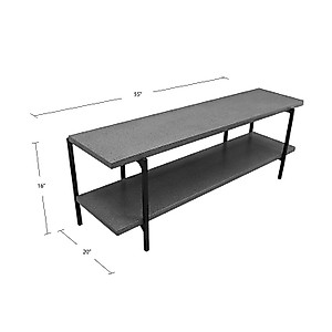 Casual Elements VOLTERRA Concrete & Steel TV Shelf Unit Television Stand, Granite Grey