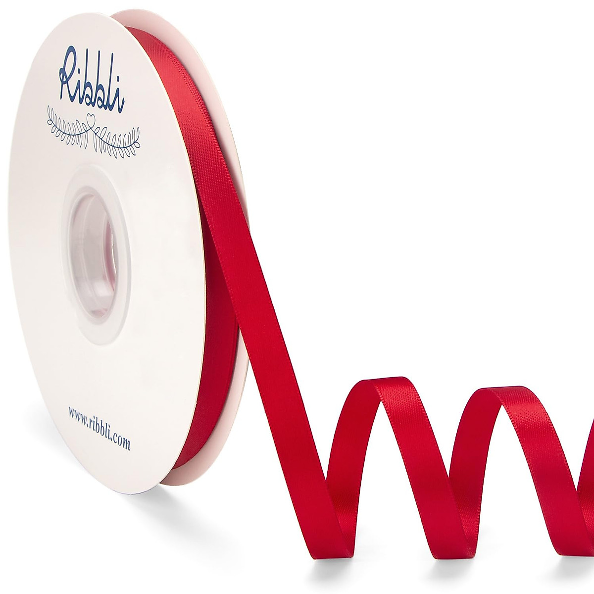 Ribbli Red Satin Ribbon Double Faced Satin 3/8 Inch x Continuous 50 Yards-Red Ribbon for Gift Wrapping Crafts Wedding Decoration Bows Bouquet Floral Arrangement