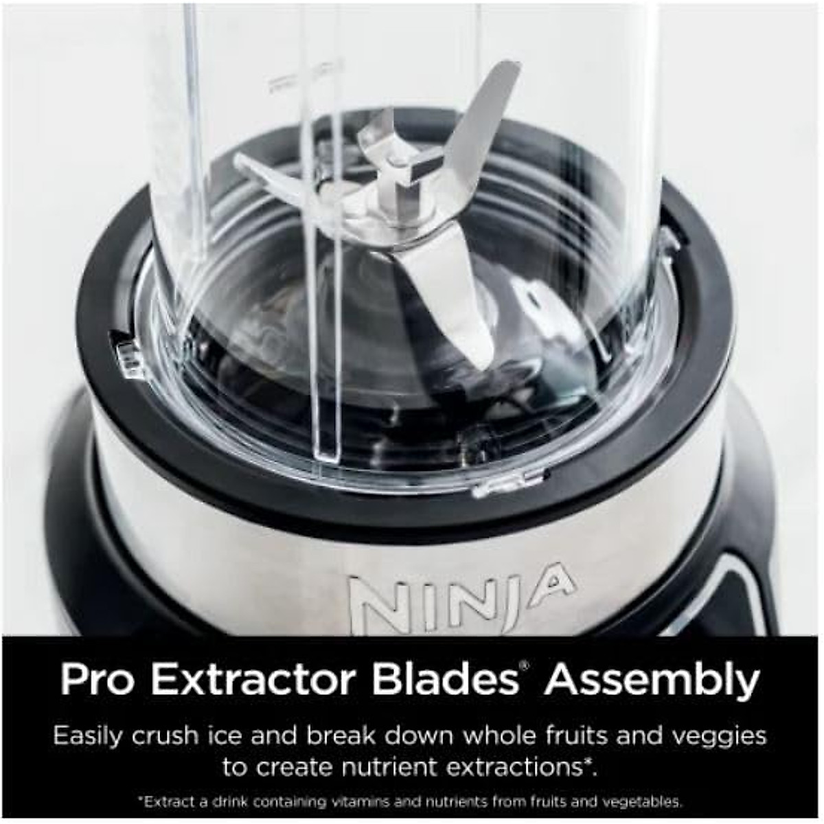 Ninja BN401 Nutri Pro Compact Personal Blender, Auto-iQ Technology, 1100-Peak-Watts, for Frozen Drinks, Smoothies, Sauces & More, with (2) 24-oz. To-Go Cups & Spout Lids, Cloud Silver