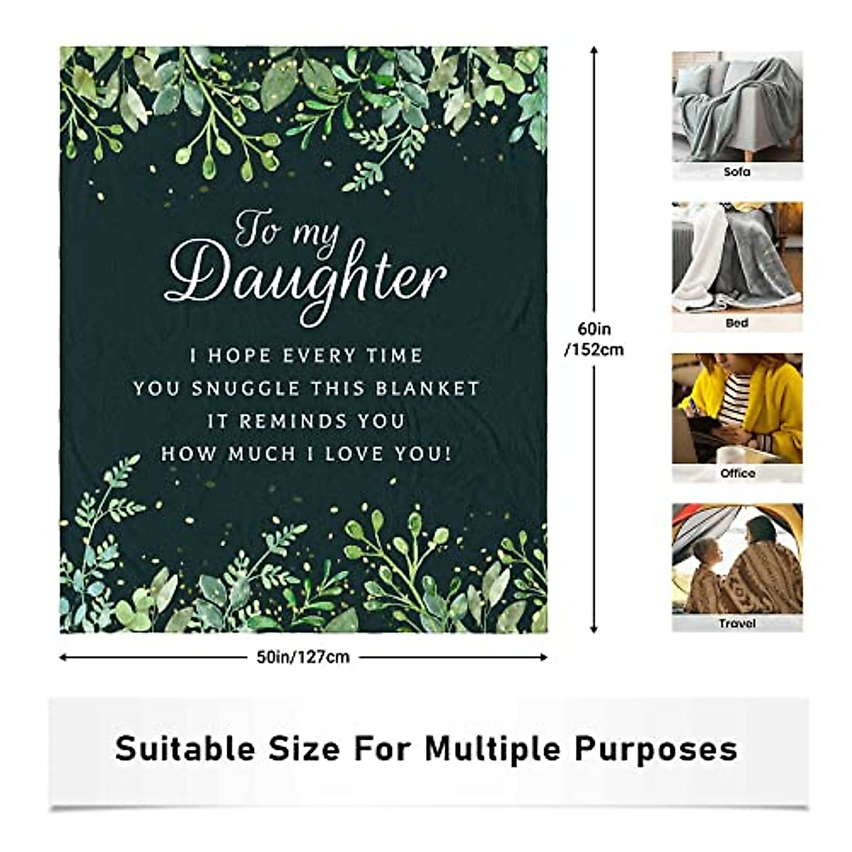Sbangtu Gifts for Daughter, Mothers Day Daughter Gifts from Mom Blankets 50''x60'', Birthday Gifts for Daughter, Daughter Gifts from Dad, Graduation Daughter Gifts for Daughter
