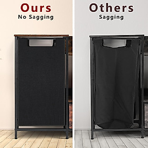 Laundry Hamper, Laundry Basket Organizer with 1 Large Removable Dirty Clothes Bag & 1 Pull-Out Cloth Drawer, with Top Shelf and Side Shelf, Dirty Clothes Hamper Organizer for Laundry Room Bathroom