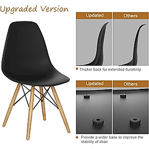 ERGOMASTER Pre Assembled Dining DSW Chairs Set of 2, Mid Century Modern DSW Chair, Shell Lounge Plastic Chair for Kitchen, Dining, Bedroom, Living Room Side Chairs (Black)