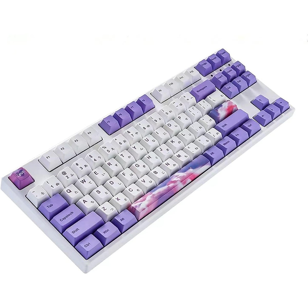BOYI IK87 75% Tri-Mode Mechanical Gaming Keyboard,BT5.0/2.4G Wired RGB Keyboard,N-Key Rollover TKL Custom Keyboard Gateron Yellow Switch(Purple Dream Encounter Keycaps)