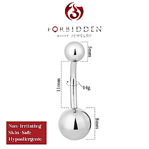 Forbidden Body Jewelry Belly Button Ring Surgical Steel Double Ball Belly Rings 14G Navel Ring