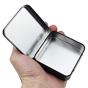 Goodma 12 Pieces Square Metal Empty Tins Home Storage Containers Organizer Mini Box with Hinged Lid, 2.76 x 2.76 x 0.79 inch (Black)