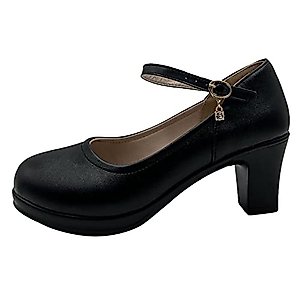 Buckle Casual Thick High Shoe Work Strap Platform Women Heel Pumps Womens Rhinestone Casual Shoes Target Sandals Women Black