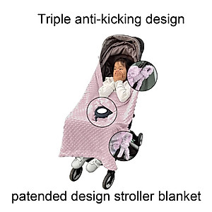 funlife Anti-Kicking Height Adjustable Special Designed Stroller Blanket, Ultra Soft Fleece Breathable Lightweight 4 Season Nursery Bedding Throw Blanket for Infant Toddler,Size:30"*40"