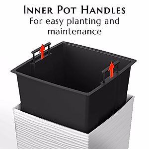 Mueller M-Resin Heavy Duty Tall Planter, Indoor/Outdoor Grande Plant, Tree, Flower Pot, 2-Piece Set, 24”, Modern Design, Built-in Drainage, White