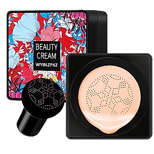 Mushroom Head Air Cushion CC Cream,BB Cream,Foundation Full Coverage Foundation, Moisturizing CC Foundation Concealer Makeup, Long Lasting Matte Cushion Foundation （Natural）