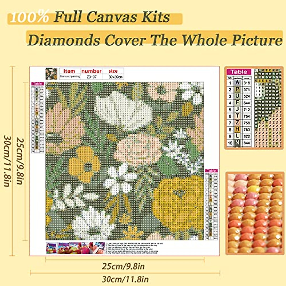 VeGuude Diamond Painting Kits for Adults Kids and Beginners,5D Green Leaves and Flowers DIY Diamond Dots Painting Art with Round Full Drill Diamond for Home Wall Decor and Gift(12x12inch/30x30cm)