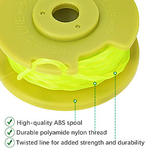 AC80RL3 String Trimmer Replacement Spool Compatible with Ryobi One PLUS+ 18v 24v 40v Weed Wacker String .080 Inch Twisted Line Weed Eater Auto-Feed Replacement Spool (8 Spools + 2 Caps)