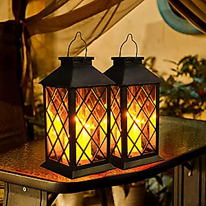 nanzhujin Solar Lantern Outdoor, Garden Hanging Lantern- PVC Waterproof 3 LED Flickering Flameless Candle Decorative Lights for Table,Outdoor,Party, 00-1, Copper