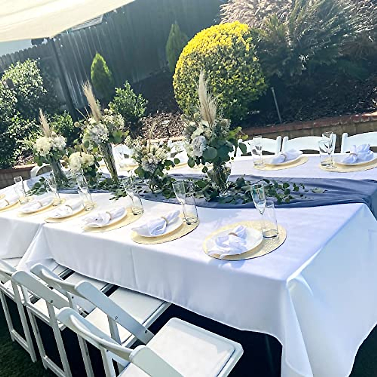 6 Pack Tablecloth 60 x102 inch Polyester Table Cloth for 6 Foot Rectangle Tables,Stain and Wrinkle Resistant Washable Fabric Table Covers Polyester White Table Clothes for Wedding,Party,Banquet