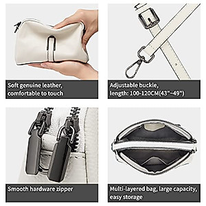 ZOOEASS Genuine Leather Small Crossbody Bags for Women,Ladies Shoulder Bag Purses Multi Pocket Cross Body Purse(Beige)