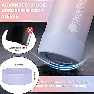 lexlion Water Bottle 32oz, Triple Walled Insulated Stainless Steel Reusable Bottle, Silicone Sleeve, 2 Lids (Spout lid & Straw lid w/2 straw), Metal Mug Gallon, BPA Free, Pinky