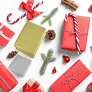 PLULON 60 Sheets Christmas Gift Wrapping Tissue Paper Birthday, Tissue Paper for Home, Kitchen, DIY Crafts, Wrapping Accessory (Red, Green, Silver, Golden)