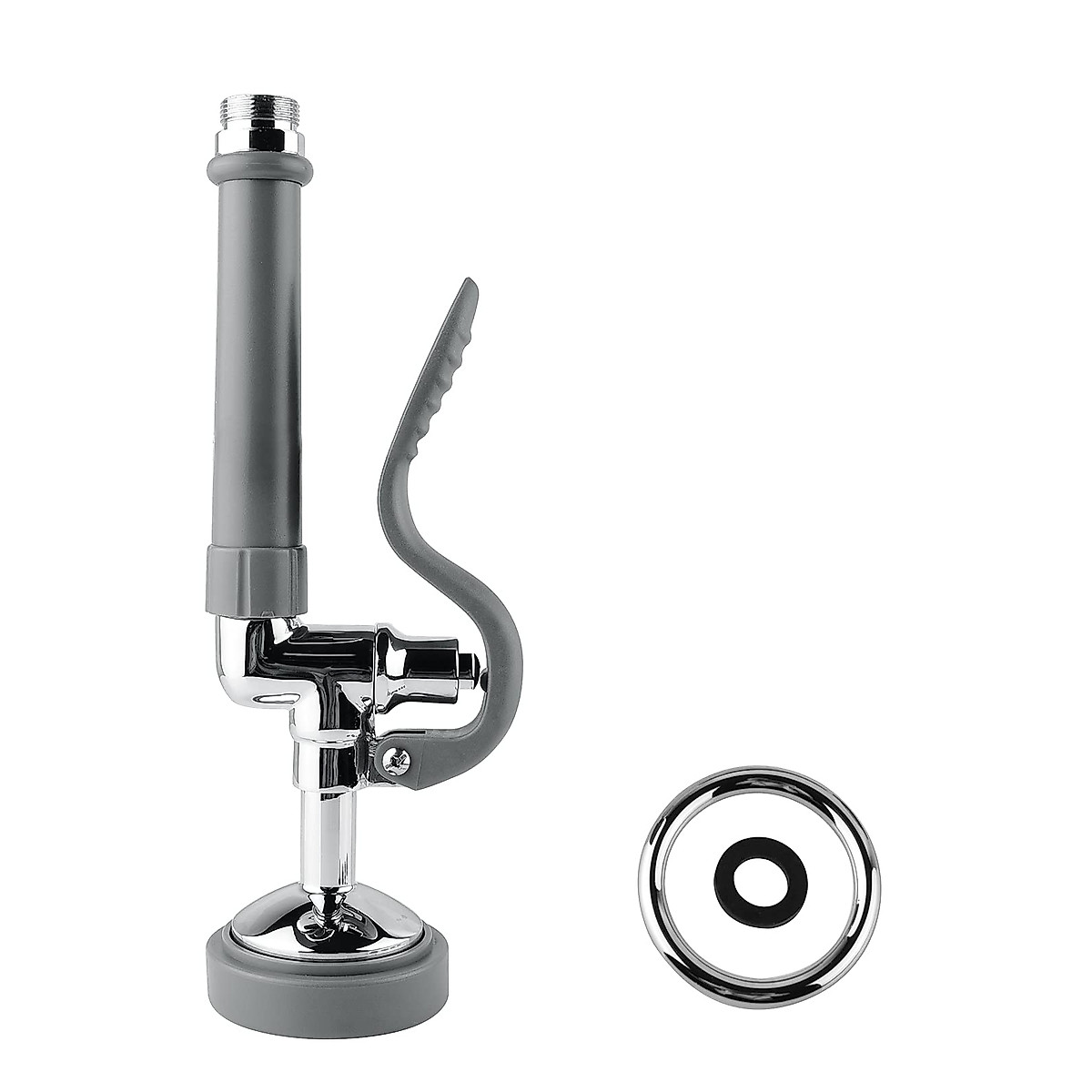 MSTJRY Commercial Sink Sprayer Pre Rinse Sprayer Valve with Handle Grip Assembly,1.42 GPM High Pressured Commercial Dish Sprayer for Replacement Kit of Commercial Faucet, Polished Chrome （Gray）