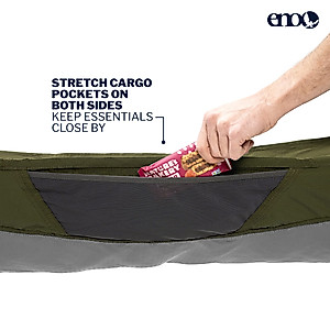 ENO Skyloft Hammock - 1 Person Portable Hammock - for Camping, Hiking, Backpacking, Travel, Festival, or The Beach - Olive/Grey