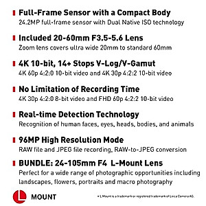 Panasonic LUMIX S5 Full Frame Mirrorless Camera (DC-S5KK) and LUMIX S 24-105mm F4 Lens (S-R24105)