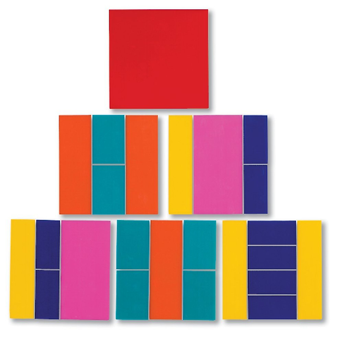 hand2mind Rainbow Fraction Squares, Montessori Math Materials, Fraction Manipulatives, Unit Fraction, Math Manipulatives for Elementary School, Homeschool Supplies (Set of 15)