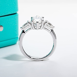 AnuClub Moissanite Engagement Ring, 3ct Marquise Center Stone and 0.5ct Pear Side Stones, D Color Lab Created Diamond, Gemstone, Moissanite