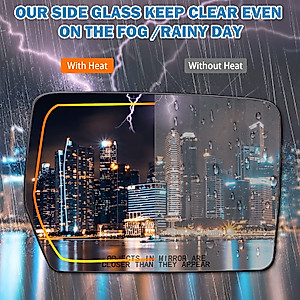 Passenger Right Side Heated Mirror Glass Compatible with 2004-2014 Ford F150 - Side Rearview Convex Mirror w/backing Holder - Replace 4L3Z-17K707-DA