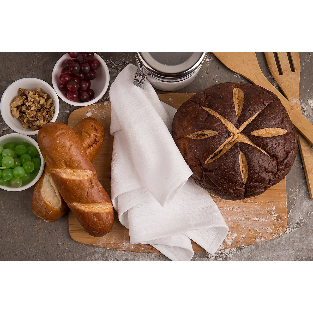 Sticky Toffee Blank Kitchen Towels Dish Towels White 100% Cotton, Set of 4, Tea Towels for Crafting Embroidery, Dual-Texture Flat Woven Side and Terry Side, Oeko-Tex Cotton, 28 in x 16 in