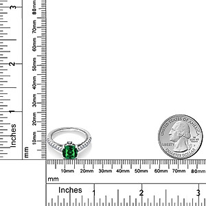 Gem Stone King 925 Sterling Silver Cushion 7MM Gemstone Birthstone and White Created Sapphire Engagement Ring | Wedding Engagement Anniversary Promise Ring For Women