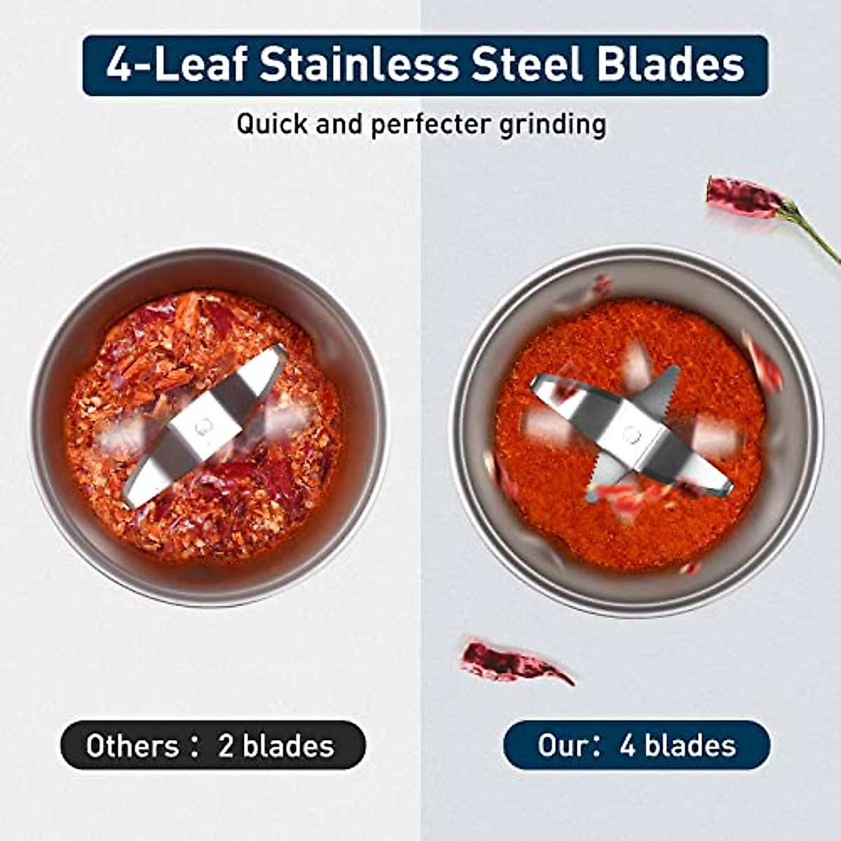 Bear Coffee Grinder, Spice Grinder, 300W Powerful Electric Herb Grinder with 200g Removable Cup for Spices, Pollen, Herb,and Coffee Beans, with Cleaning Brush