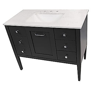 Spring Mill Cabinets Fordwin Bathroom Vanity with 1-Door Cabinet, 6 Drawers, Countertop with Undermount Sink, 43" W x 22" D 35.1" H, Shale Gray/Pulsar Top