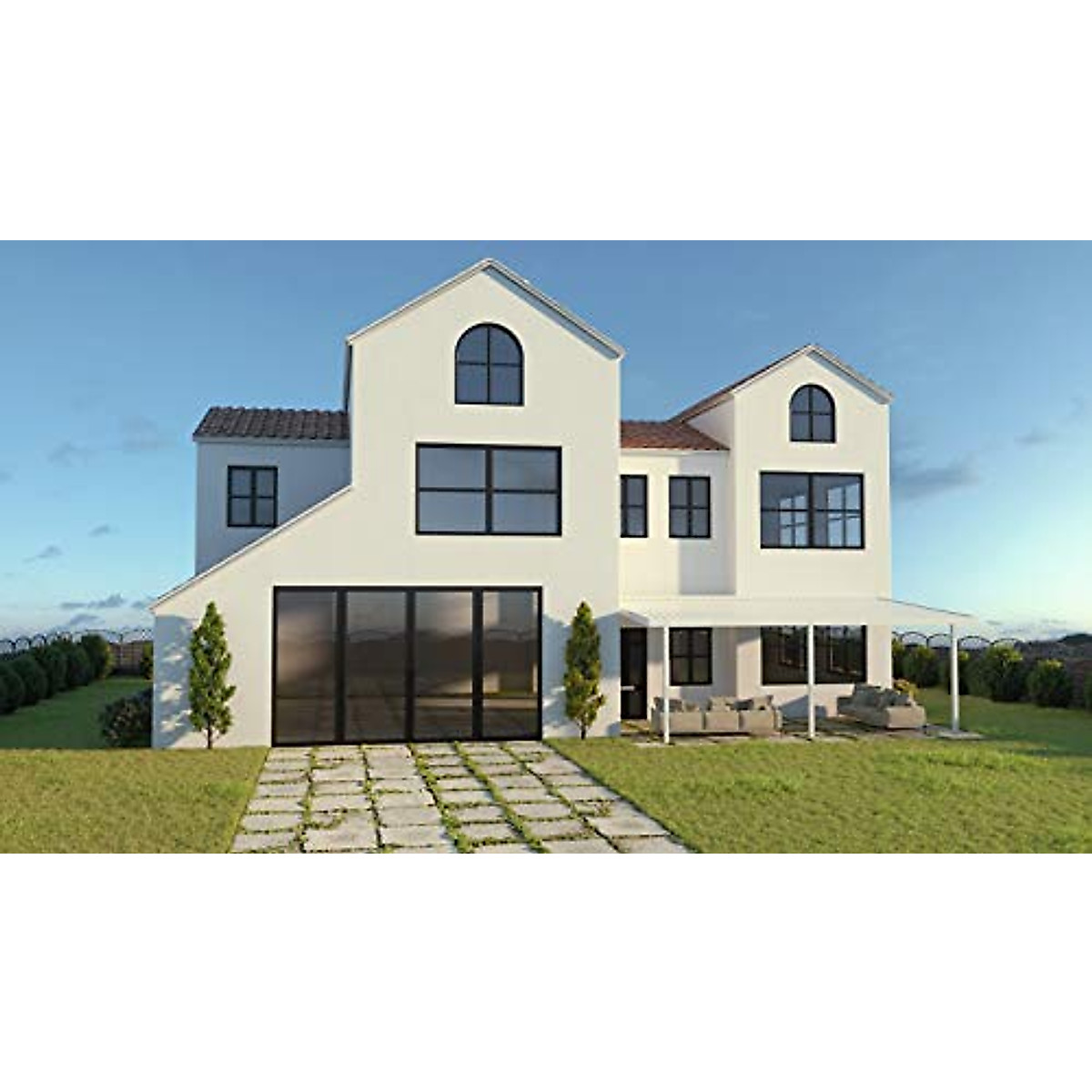 Four Seasons Outdoor Living Solutions Optima Series 22X12ft High-Grade Aluminum Attached Solid Outdoor Patio Cover Awning, 3 Posts, 20 Lb. Snow Load, White