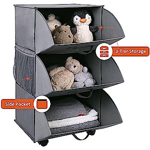 GRANNY SAYS 3 Drawer Storage Organizer, Storage Drawer for Bedroom, Fabric Storage Closet Drawers, Foldable Drawers for Clothing, Gray