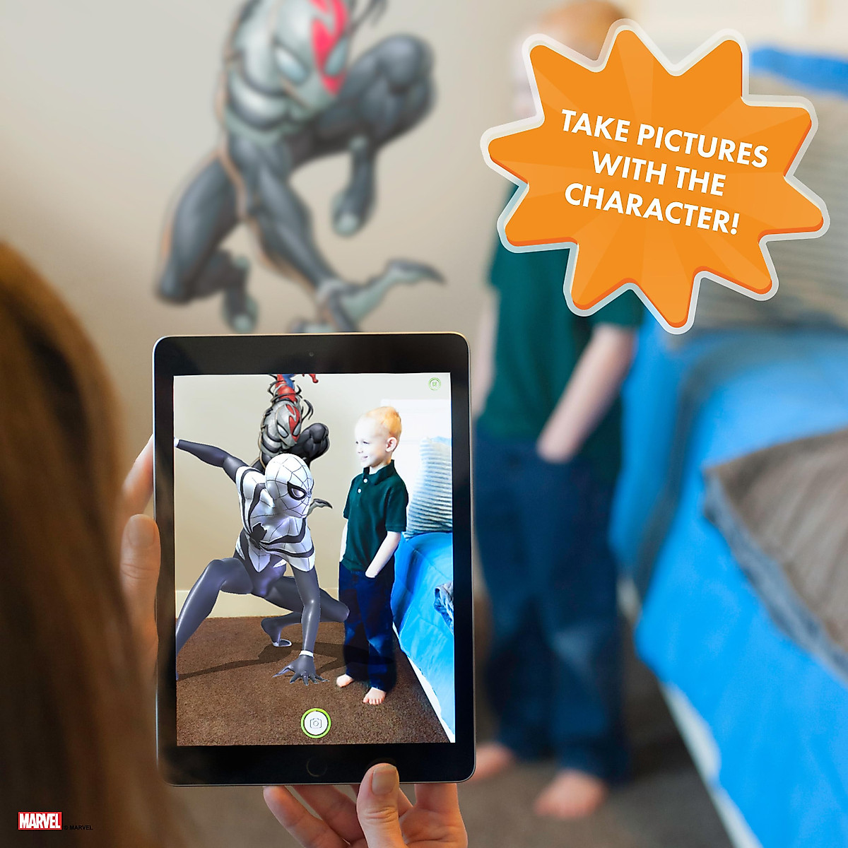 Wall Palz Marvel Venomized Spider-Man Wall Decals - Marvel Spider-Man Wall Decal - with 3D Augmented Reality Interaction - 27" Tall Venom Symbiote Spider-Man Stickers Marvel Room Decor