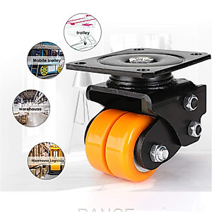 Chair Castors,Swivel Caster Wheels,Yellow Swivel Gate Wheel Polyurethane Plate Caster Fence Hardware,Heavy Duty Double Wheel,Scalable Double Spring Loaded,Secondary Shock Absorption,Plane Bearing,for