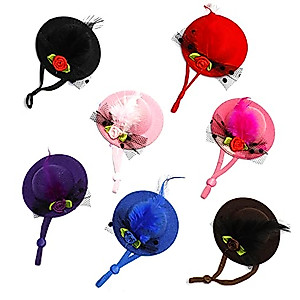 7 Pieces Chicken Hats Chicken Funny Costume Chicken Helmet Halloween Accessories Funny Small Hat Tiny Pet Hat for Hen Tiny Pets with Adjustable Elastic Chin Strap (7 Color)