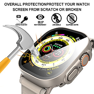 Suoman 2-Pack for Apple Watch Ultra/Ultra 2 49mm PC All-Around Screen Protector Case,Tempered Glass Screen Protector Case Ultra-Thin for iWatch Ultra/iWatch Ultra 2 49mm Protection Cover -Titanium