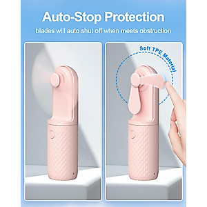 Coohea Handheld Fan Powerful Mini Fan USB Rechargeable Portable Fan Battery Operated Small Fan Little Makeup Lash Fan Hand Held Personal Fan for Travel Beach Vacation, 10-15.5H Working, Pink