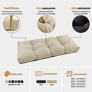RULAER Indoor/Outdoor Tufted Bench Cushion 42x14'' for Patio Furniture Soft Comfortable Window Seat Cushions for Multi-Scene Durable Non-Slip Washable Garden Patio Swing Furniture Pads,Beige
