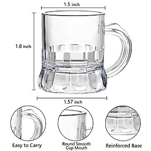 Fasmov 30 Pack Mini Plastic Beer Mugs,1 oz Beer Mug Shot Glasses with Handles, Reusable Clear Beer Stein Beer Tasting Glasses for Beer Festival Party Barbecue Wedding Supplies