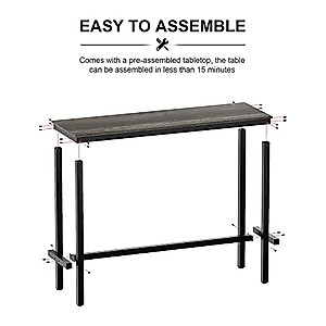Teraves Bar Table with Solid Metal Frame,Counter Height Table Kitchen Bar Table for Dining Room,Living Room (47.24", Black Oak)