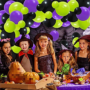 Lime Green Purple Black Balloon Garland Arch Kit - Lime Green Purple Balloons Black Purple Balloons Halloween Balloons for Video Game Truck Car Birthday Graduation Hero Birthday Party Decorations