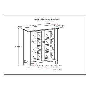 SIMPLIHOME Acadian SOLID WOOD 39 inch Wide Rustic Medium Storage Cabinet in Black, with 2 Tempered Glass Doors, 4 Adjustable Shelves