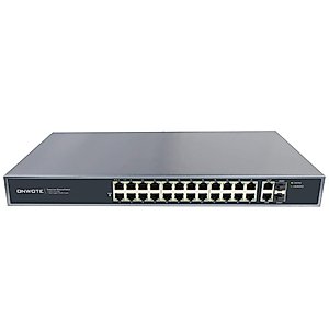 ONWOTE 24 Ports Ethernet PoE Switch @ 400W, 2 x Uplink Gigabit RJ45 Ports, 2 x Combo SFP Slots, Support 4K 8MP 5MP 1080P PoE IP Security Cameras, Add-on PoE Injector to PoE NVR System