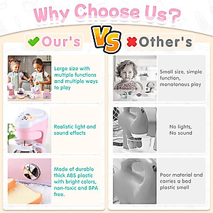 Kitchen Appliances Toys, Kids Play Kitchen Accessories Set, Pretend Kitchen Toys for Kids Ages 4-8, Coffee Maker, Mixer, Toaster with Realistic Lights & Sounds, Gift for Girls Ages 3+