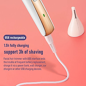 MOCK ST Facial Hair Removal for Women,Painless Hair Shaver Rechargeable,4 x Replacement Heads Included, Lady Face Electric Razor for Eyebrow, Nose, Lips, Facial, Body
