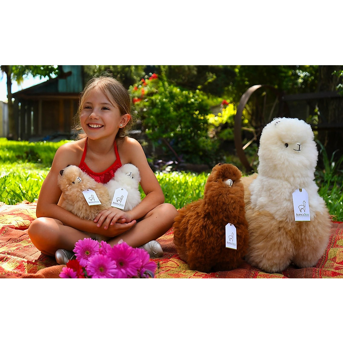AlpacaNext Llama Stuffed Animal – 9 inch. Cute, Soft and Cuddly Alpaca Plush Toy Handcrafted on Real Alpaka Natural Fur (9 inches, Beige)