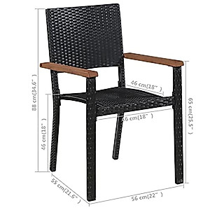 Walnut 5 Piece Garden Dining Set Outdoor Patio Resin Wickerwork Chairs and Wooden Table