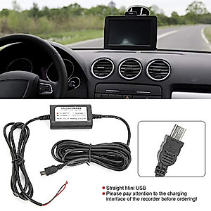 Dash Cam Hardwire, Dash Cam Hardwire Kit 12v 24V to 5V 2.5A Straight Mini USB Step Down Line for Parking Monitoring