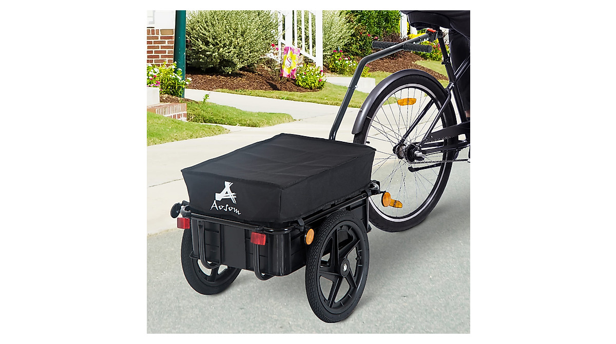 Aosom Bike Cargo Trailer | Removable Box & Waterproof Cover